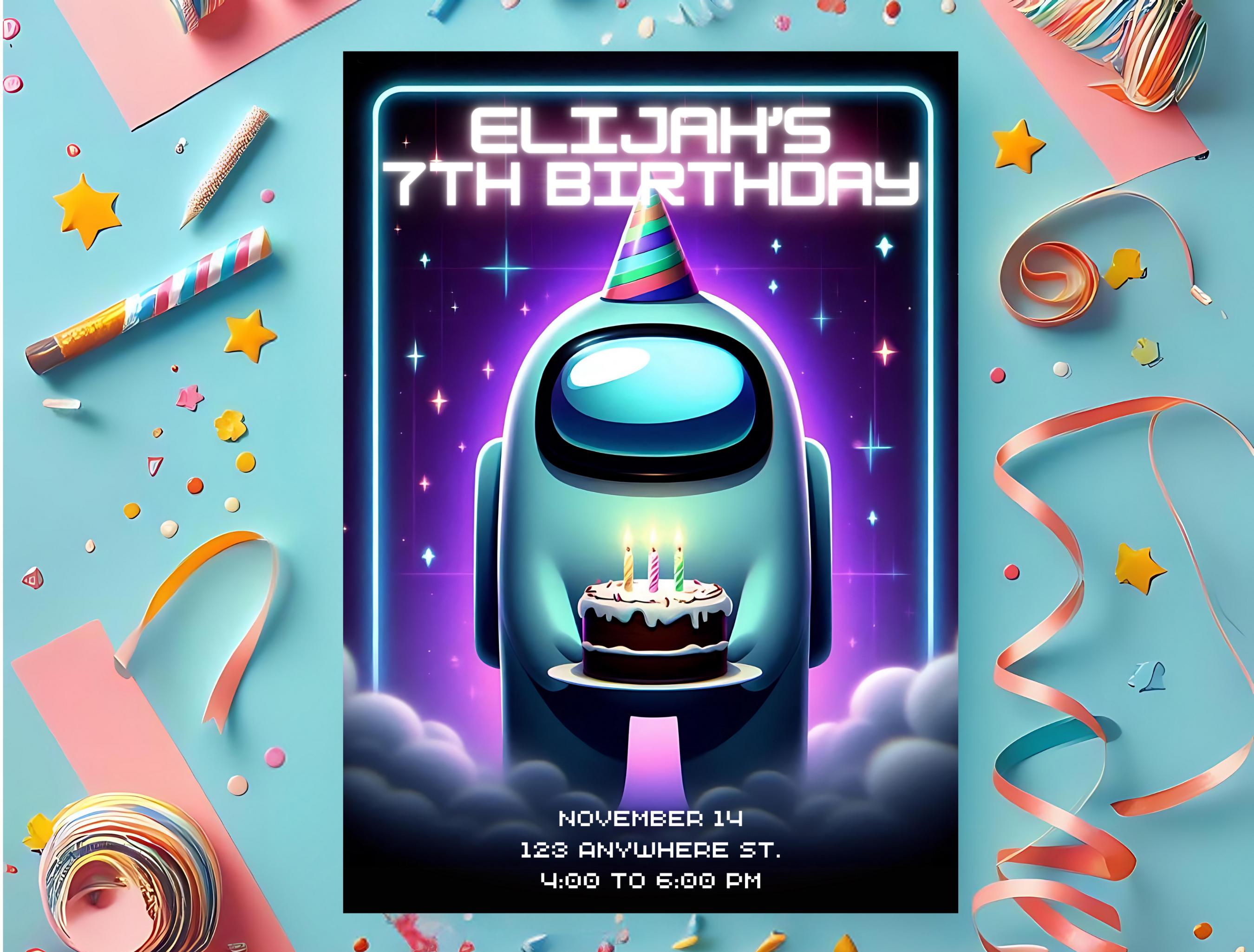 Among Us Inspired Birthday,among Us Birthday Invitation,among Us Space ...