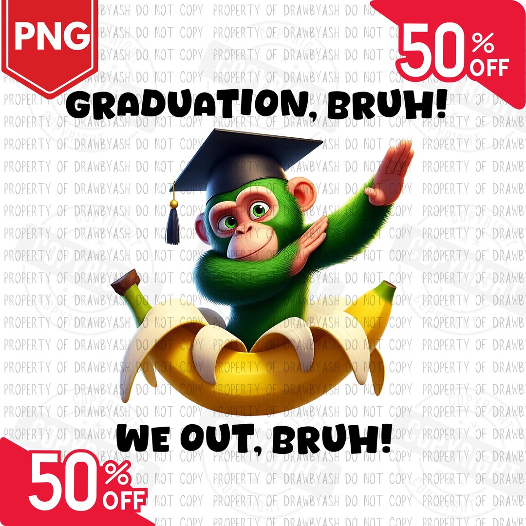 Funny Chimpanzee Graduation PNG: Brainrot Meme Shirt Design (digital ...