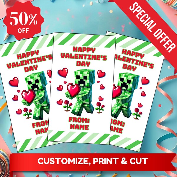 Minecraft valentine - Etsy