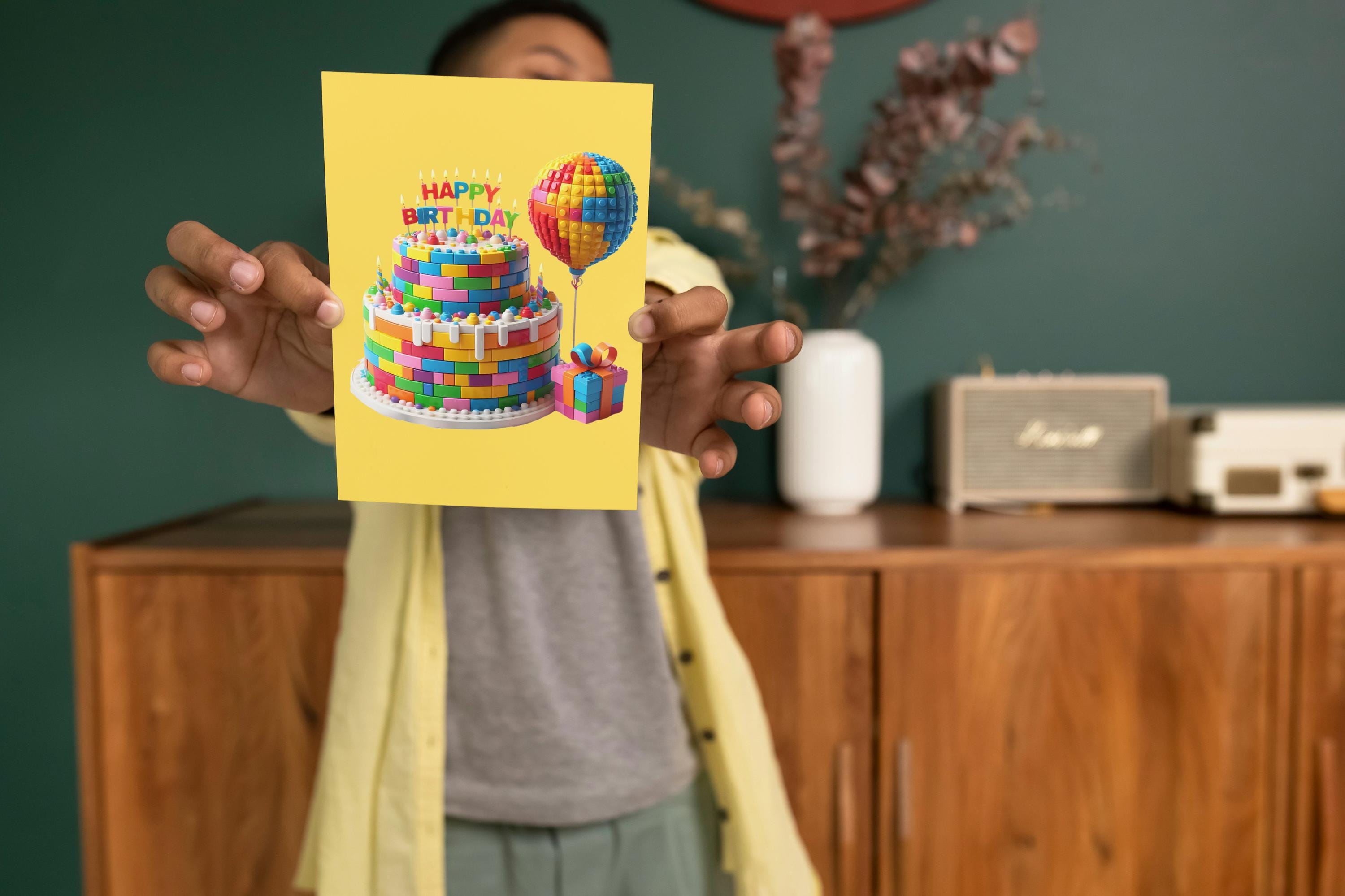 Building Blocks Birthday Card: Printable Kids Party Invitation (digital ...