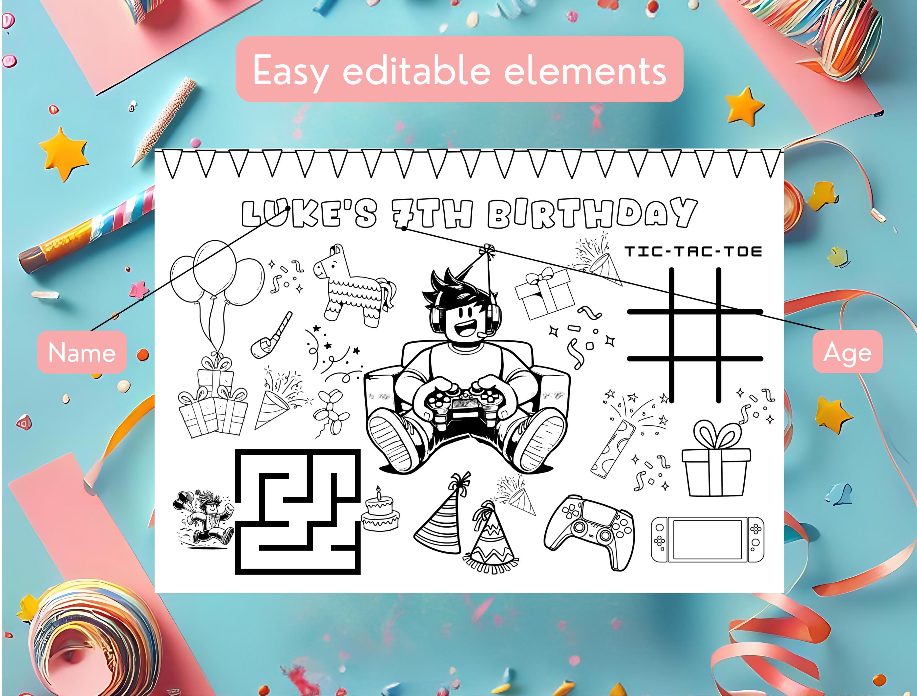 Roblox-inspired Party Placemat,roblox Party Placemat,roblox Birthday ...