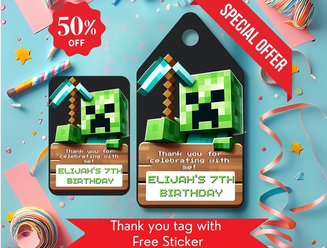 Creeper,creeper Thank You Tag,creeper Stickers,minecrafter Thank You ...