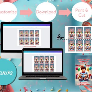 Blocky Game Birthday Thank You Tag,blocky Thank You Tag Template,blocky ...