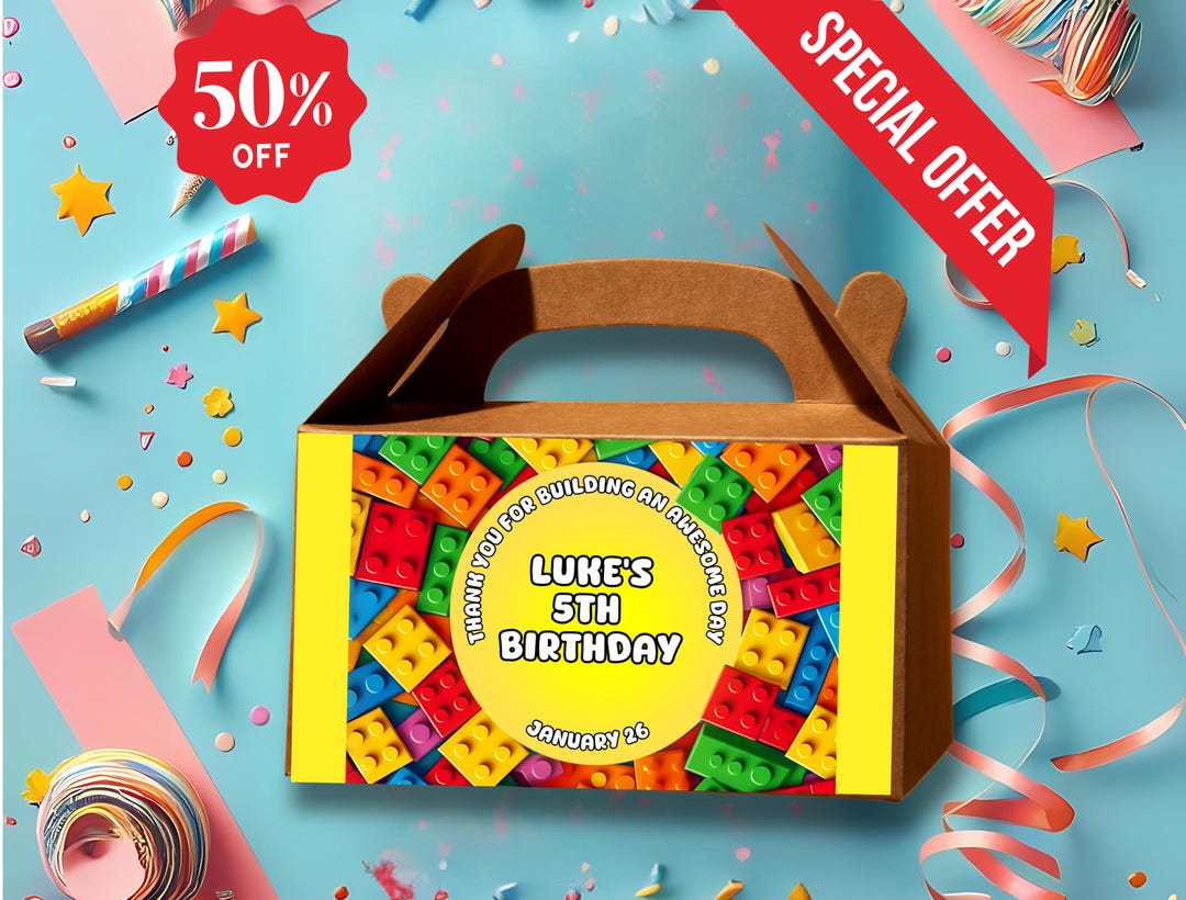 Building Blocks Box Label Template, Building Blocks Gable Box Label ...