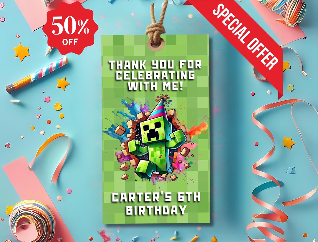 Creeper-inspired Thank You Tag,creeper-inspired Stickers,minecrafter ...