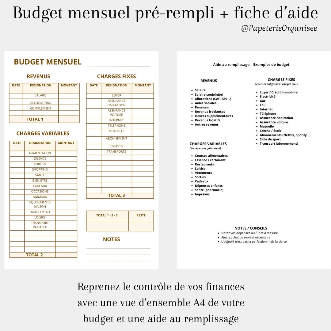 Pre-filled Monthly Budget Template to Print – A4 | Budget Management ...