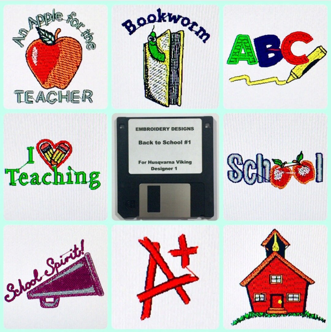 Back to School Embroidery Designs Disk for Husqvarna Viking - Etsy