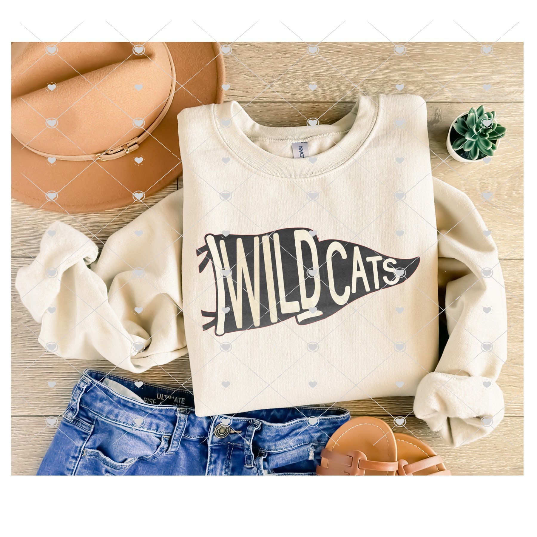 Pennant Mascot Wildcats PNG Digital File High School College Football ...