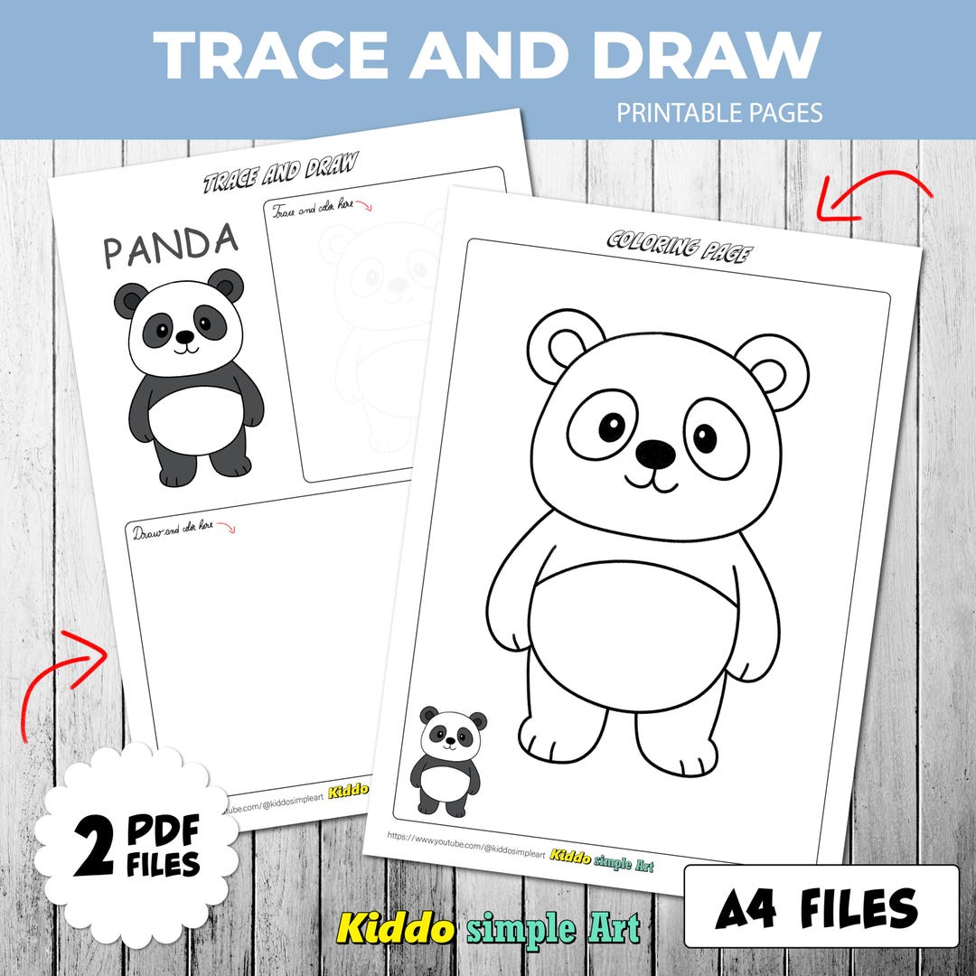 Panda Drawing Traceable PDF | Simple Tracing Sheets | Coloring Pages ...