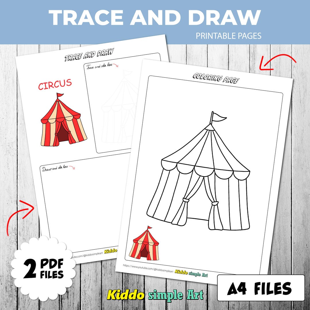 Circus Tent Coloring Pages PDF | Circus Tent Traceable | Simple Drawing ...
