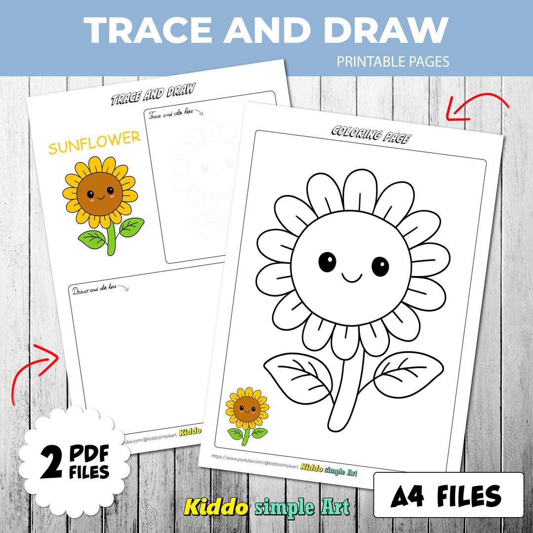 Cute Sunflower Coloring Pages PDF | Sunflower Drawing Traceable ...