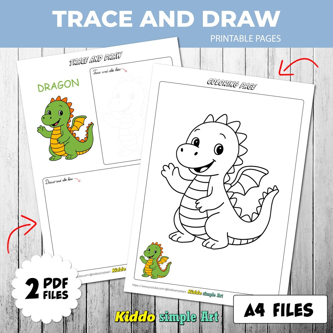 Dragon Coloring Pages PDF | Dragon Drawing Traceable | Simple Drawing ...