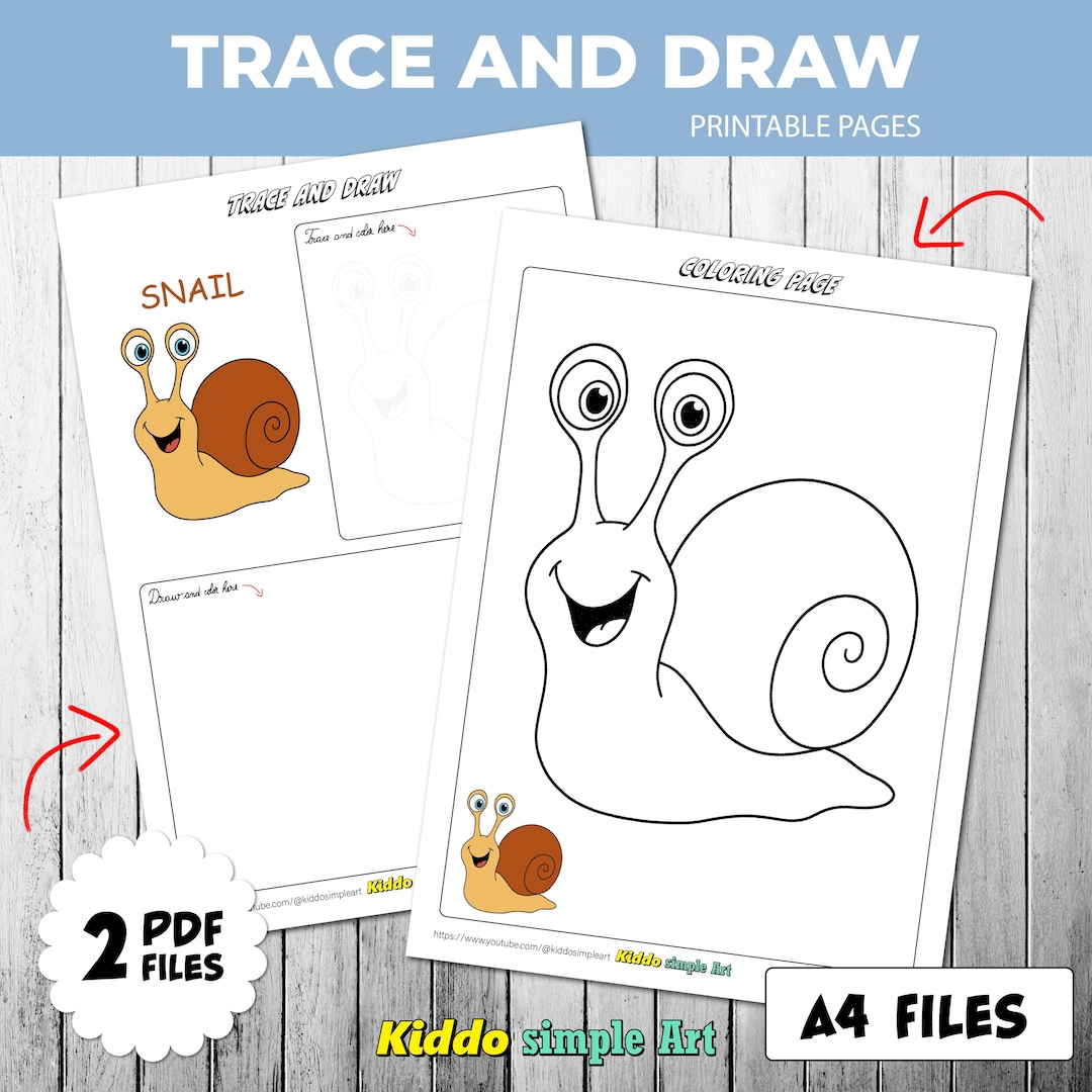 Snail Coloring Pages PDF | Snail Drawing Traceable | Simple Drawing ...