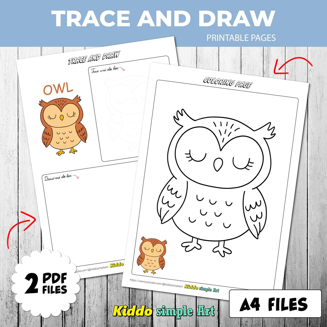 Owl Coloring Pages PDF | Owl Drawing Traceable | Simple Drawing Tracing ...