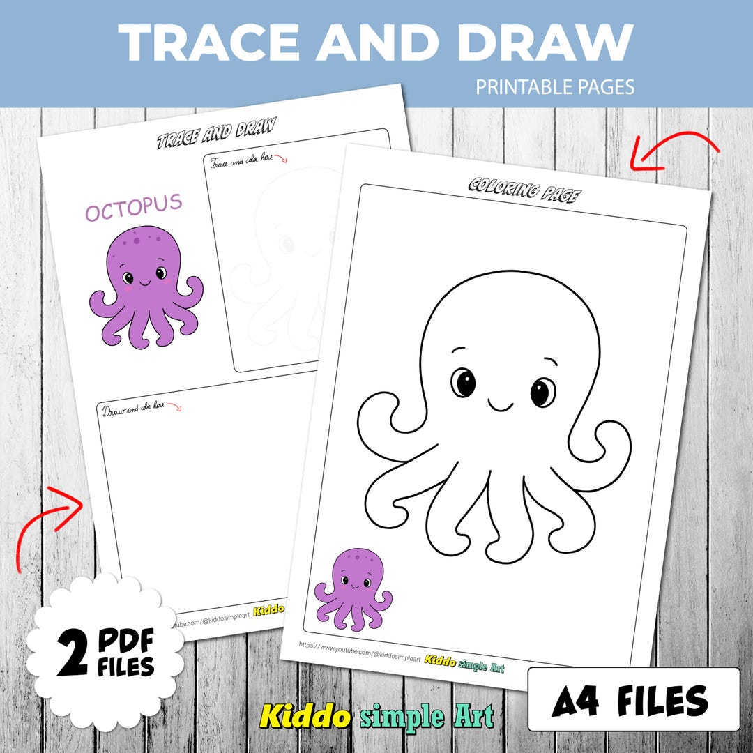 Octopus Coloring Pages PDF | Octopus Drawing Traceable | Simple Drawing ...