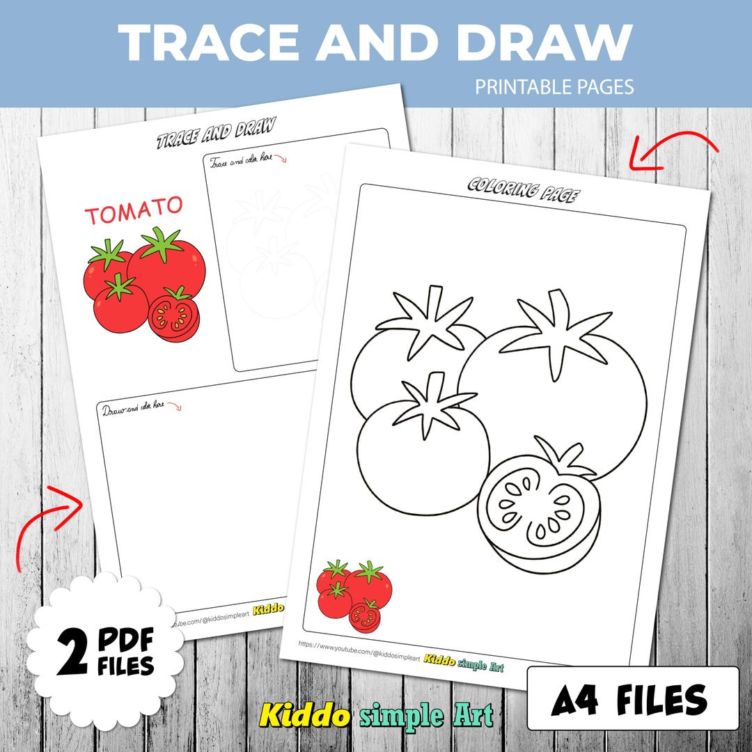 Tomato Coloring Pages PDF | Tomato Drawing Traceable | Simple Drawing ...