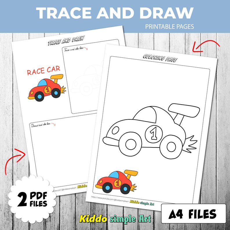 Race Car Coloring Pages PDF | Race Car Drawing Traceable | Simple ...