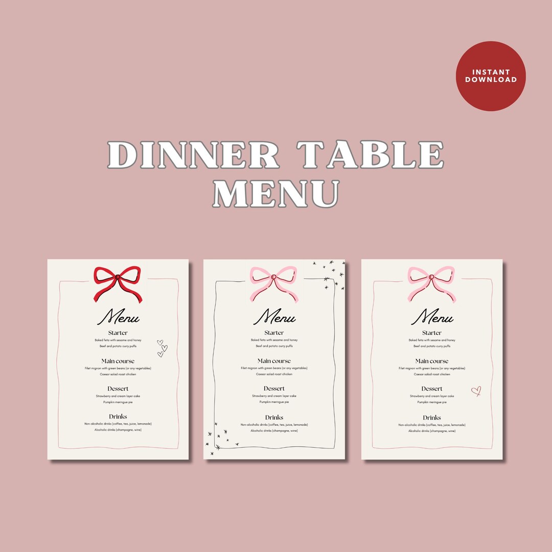 Dinner Table Menu – Fully Editable | Canva Template for Weddings ...