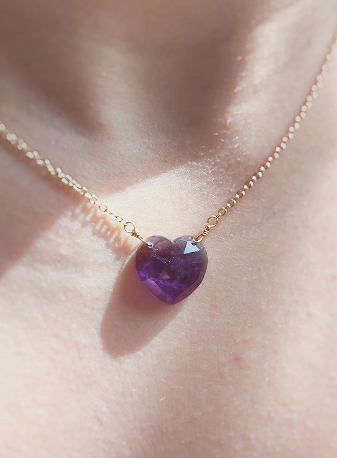 Amethyst Heart Pendant on a Gold-filled Chain February Birthstone ...