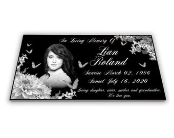 Grave Marker Headstone - Personalized, Engraved, Tombstone, Granite Headstone - 16x8x3 or ...