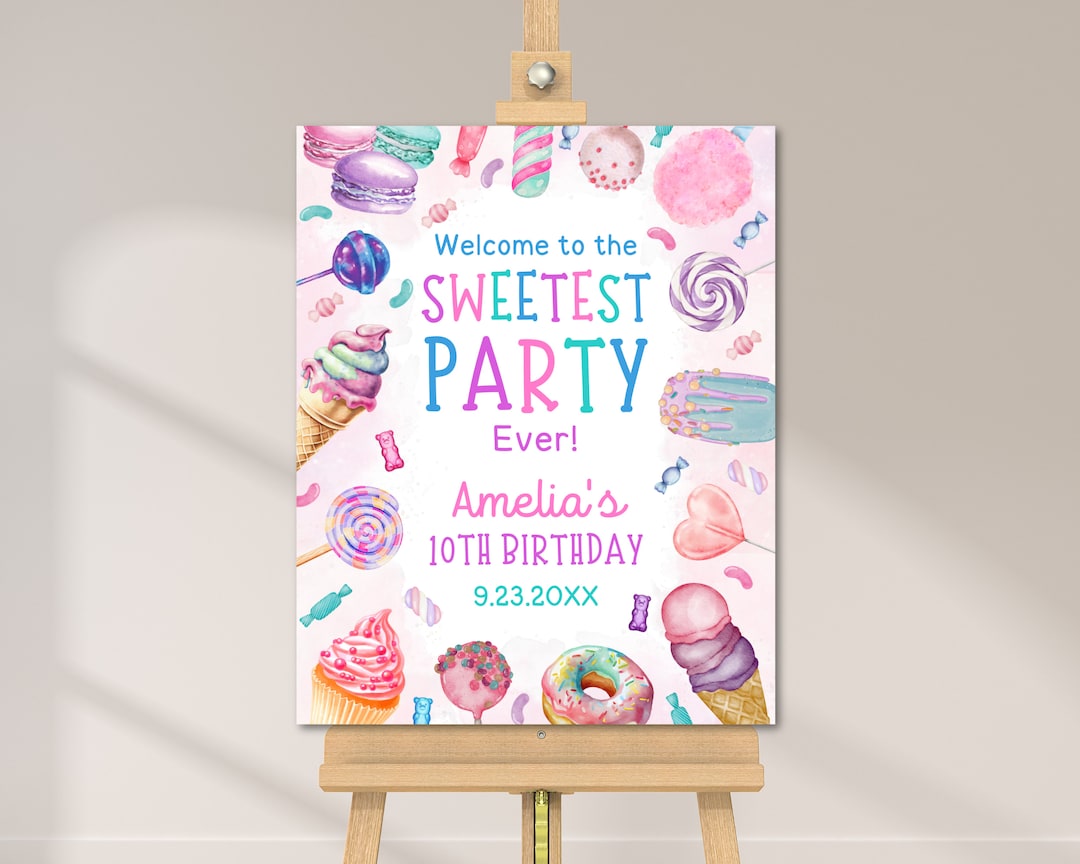 Candy Welcome Sign, Editable Sweets Candy Welcome Poster, Printable ...