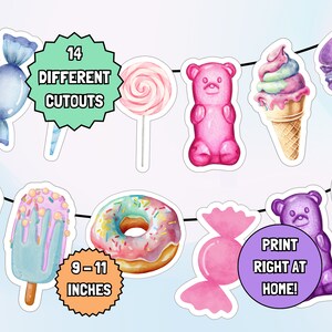 Sweets Candy Cutouts Print at Home Candy Centerpieces Wall - Etsy