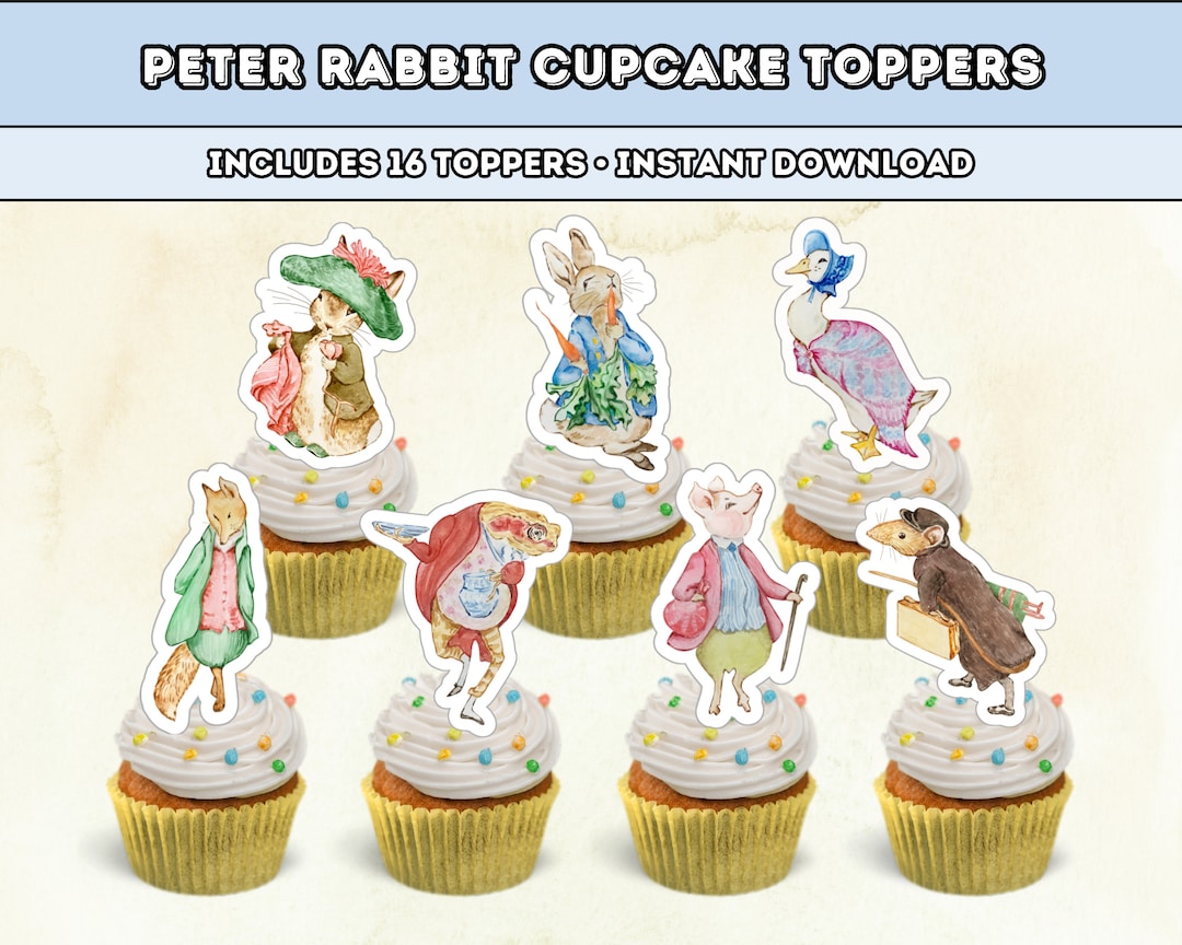 Peter Rabbit Cupcake Toppers, Cake Toppers, Birthday Party, Kid's Party ...