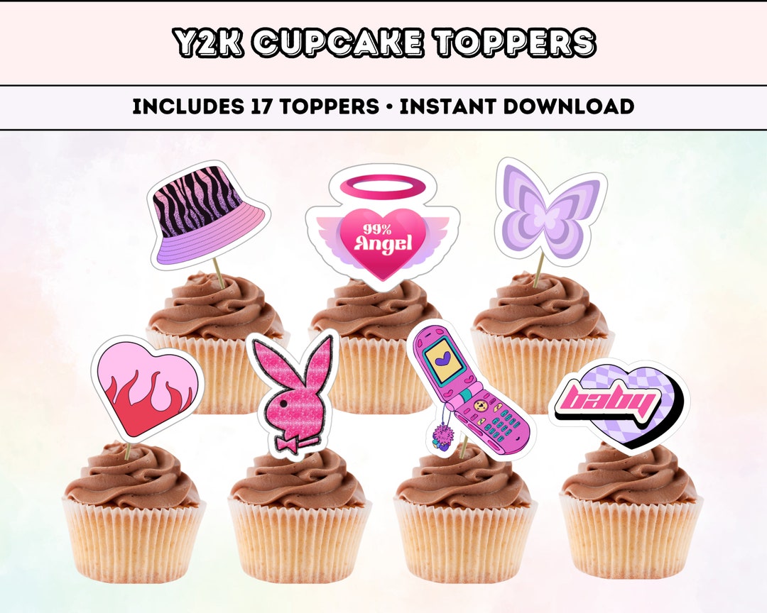 Y2K Cupcake Toppers Printable Cake Topper Girly Y2K - Etsy Australia