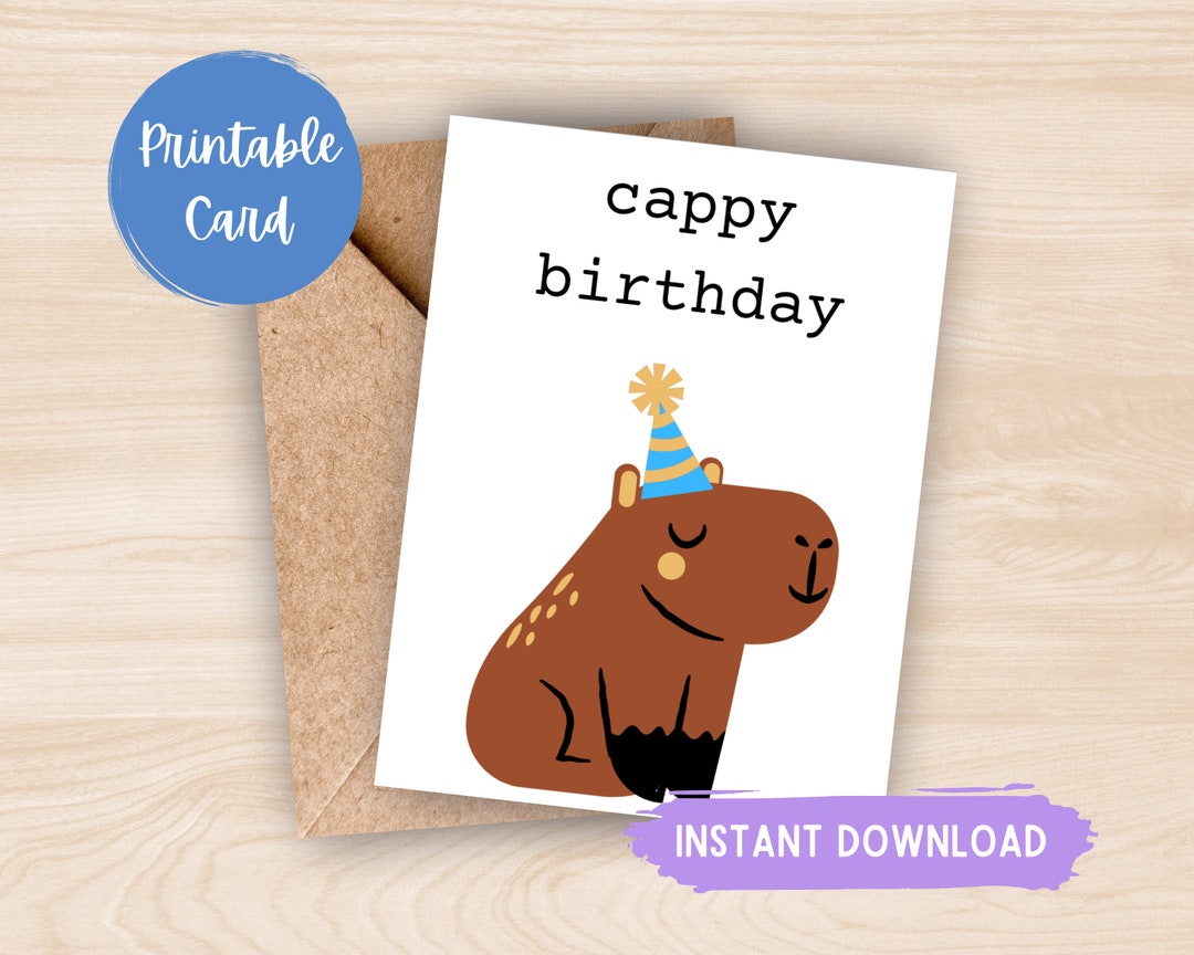Capybara Birthday Card CAPPY BIRTHDAY Cute & Funny Birthday - Etsy