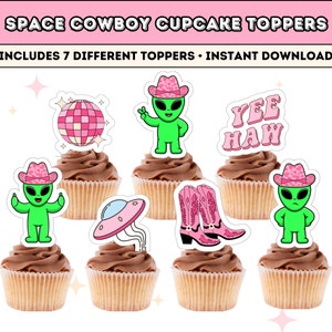 Space Cowboy Cupcake Toppers Printable Cake Topper Alien - Etsy