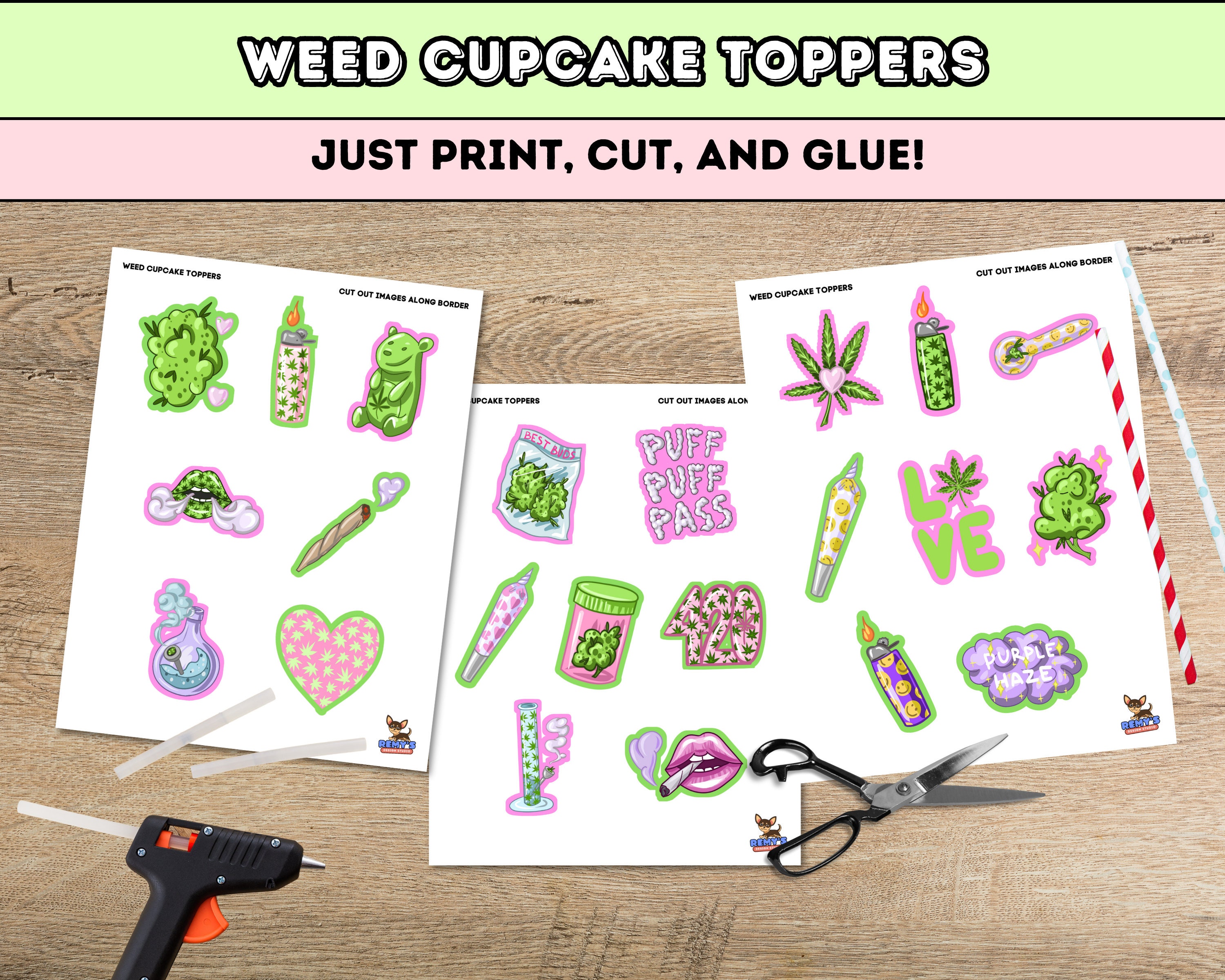 Weed Cupcake Toppers Printable Cake Topper 420 Cupcakes - Etsy Australia