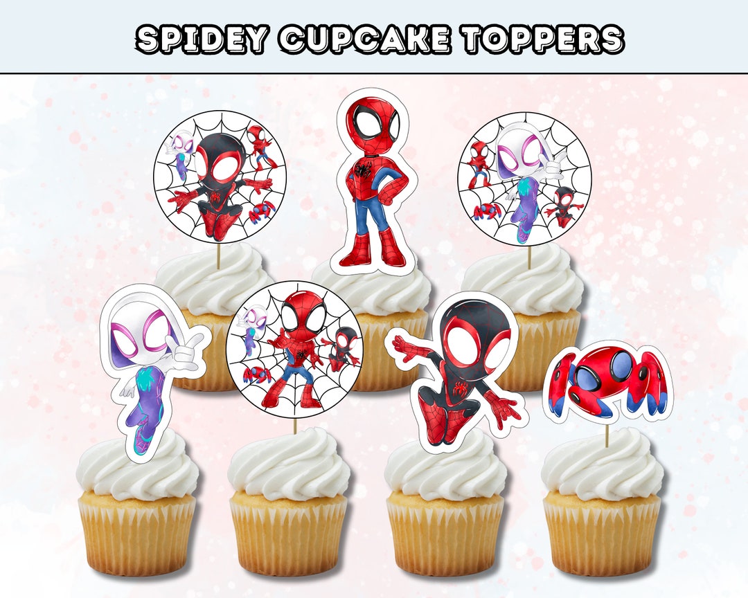 Spidey Cupcake Toppers, Printable Cake Topper, Spidey & Friends ...