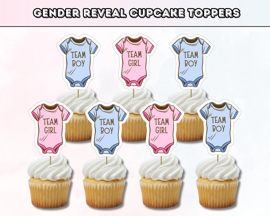 Gender Reveal Cupcake Toppers Printable Cake Topper Baby - Etsy UK
