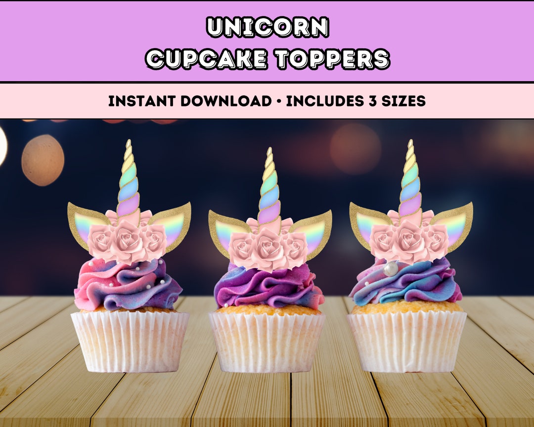 Unicorn Cupcake Toppers Printable Cake Toppers Unicorn Horn - Etsy Canada