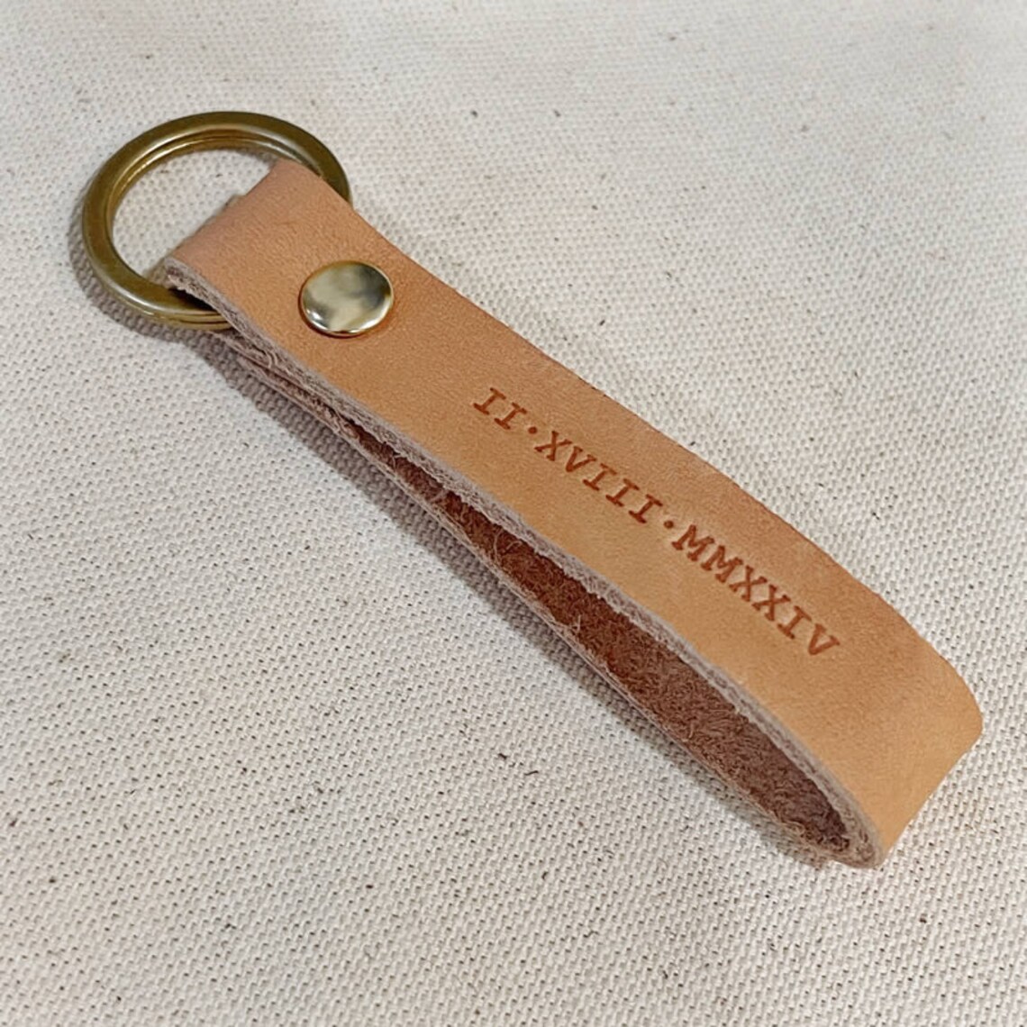 Roman Numeral Keychain, Personalized Leather Keychain, Anniversary Gift ...