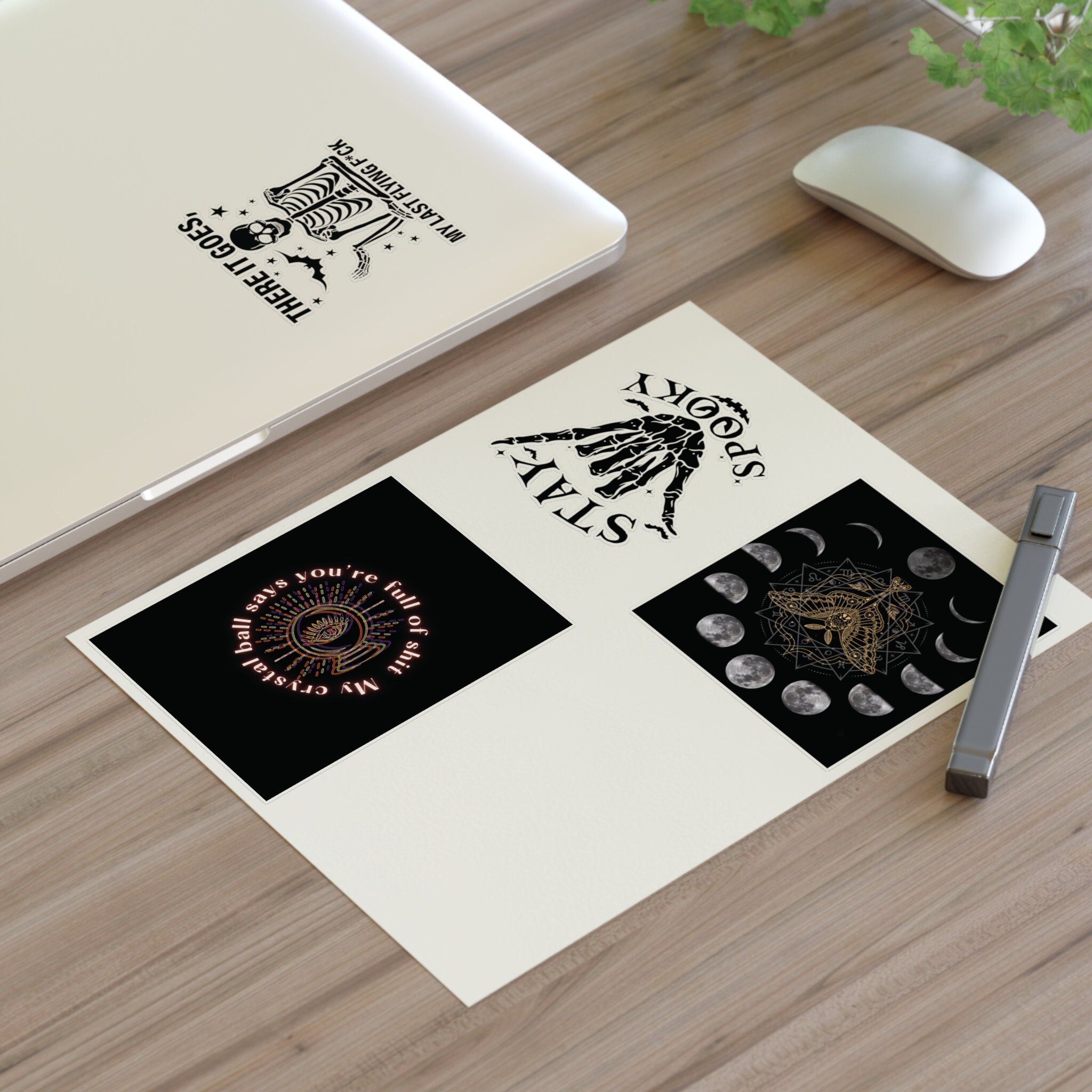 Set of 4 Stickers Witch Aesthetic Sticker Crystal Magical Sticker Pack ...