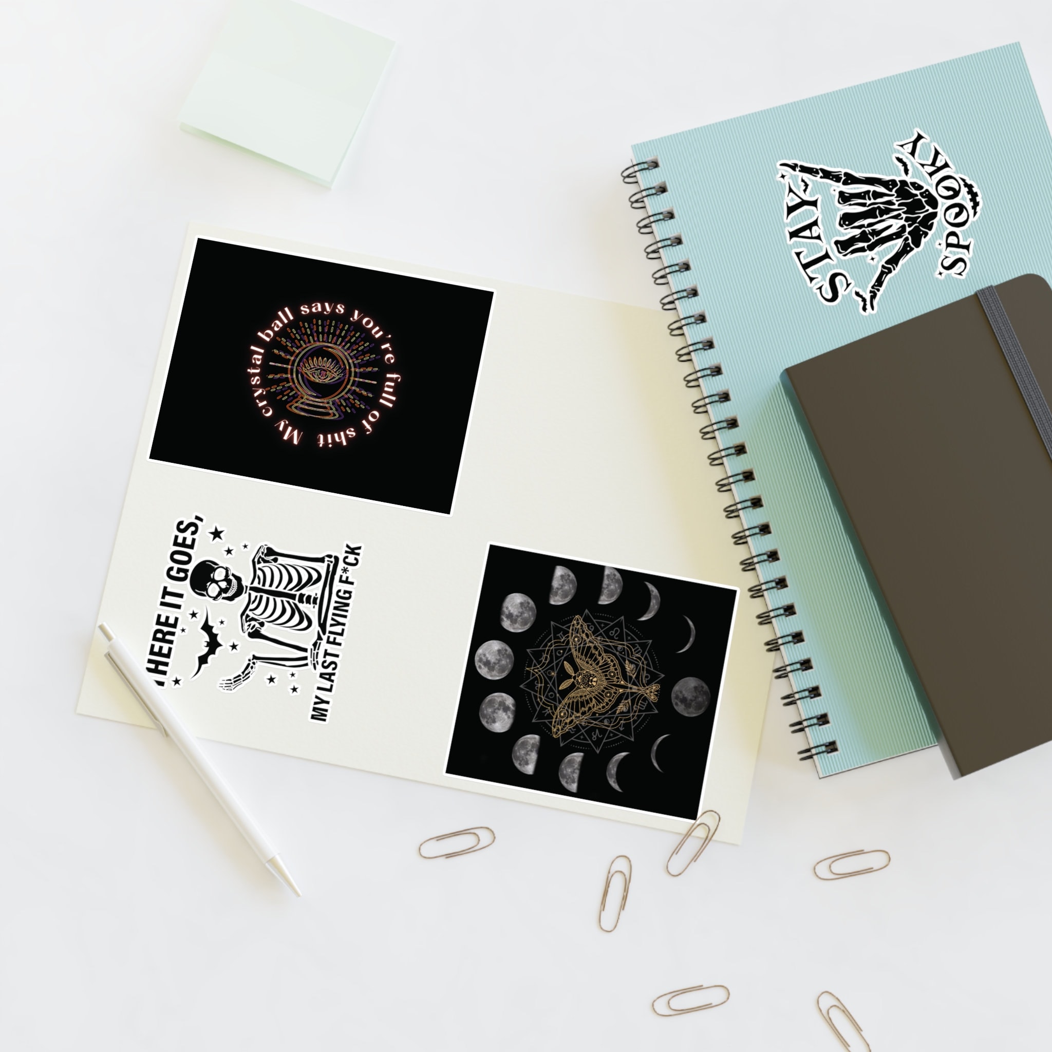 Set of 4 Stickers Witch Aesthetic Sticker Crystal Magical Sticker Pack ...