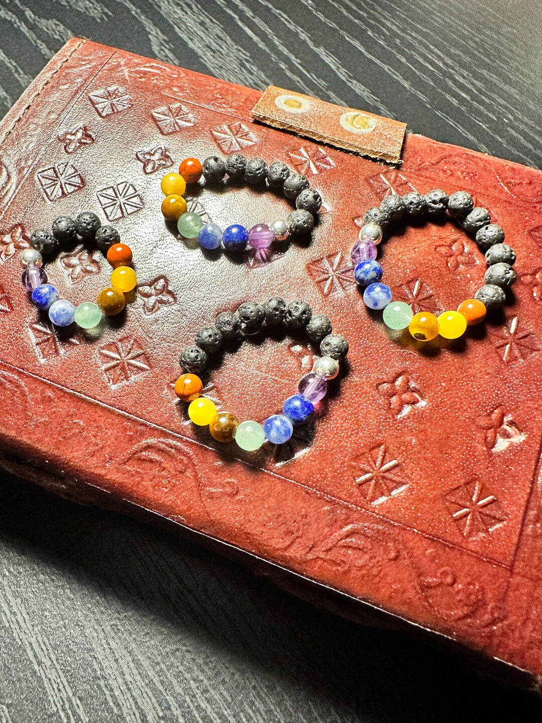 Chakra Gemstone Beaded Rings | Stackable Rings | Healing and Calming Energy Rings | Dainty ...