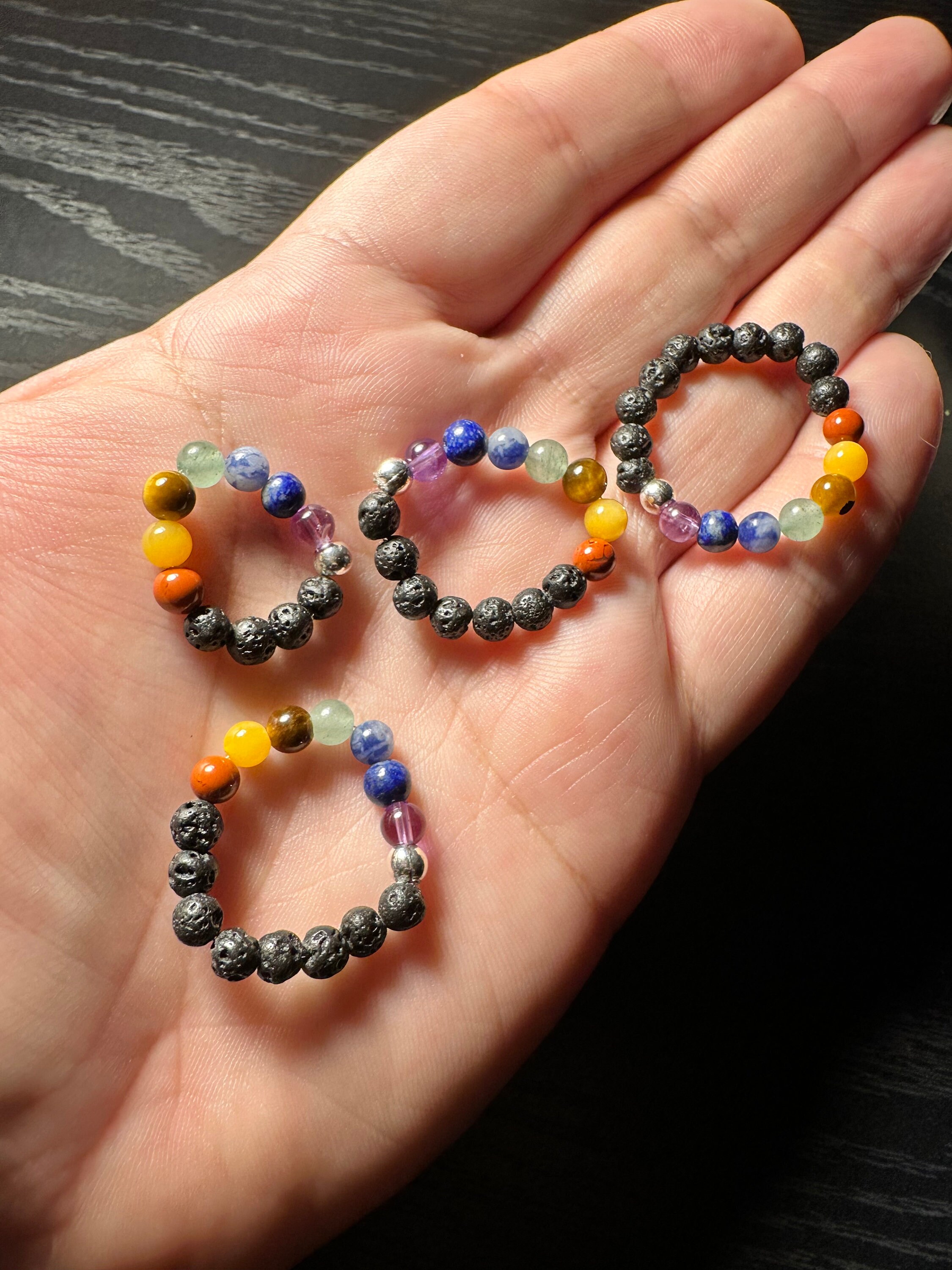 Chakra Gemstone Beaded Rings Stackable Rings Healing and Calming Energy ...