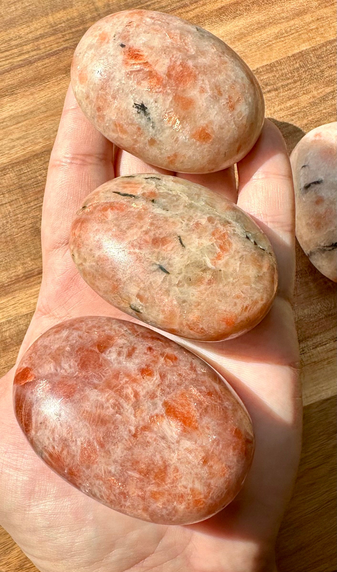 Flashy Sunstone Palmstone | Natural Polished Sunstone | Sunstone Palm ...
