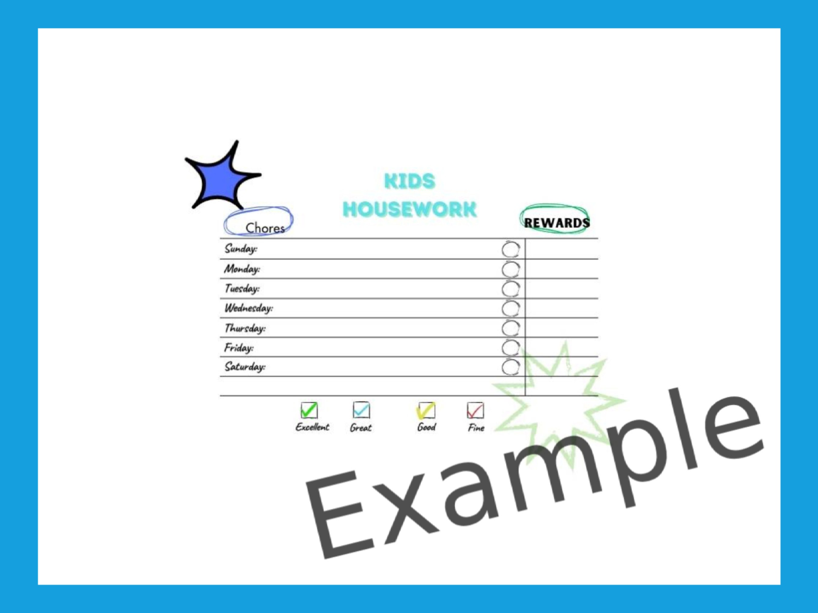 EDITABLE Kids Chore Chart Meal Chart Kids Schedule - Etsy