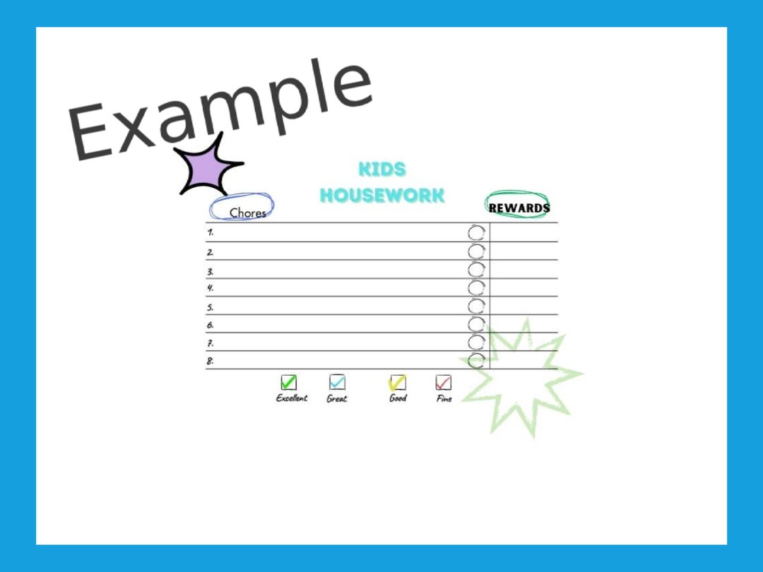EDITABLE Kids Chore Chart Meal Chart Kids Schedule - Etsy