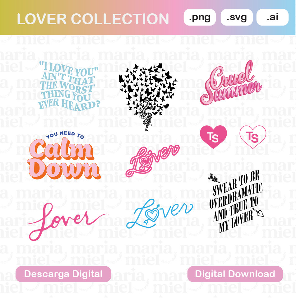 Taylor Swift Lover SVG Downloadable Designs Album Lyrics Design - Etsy