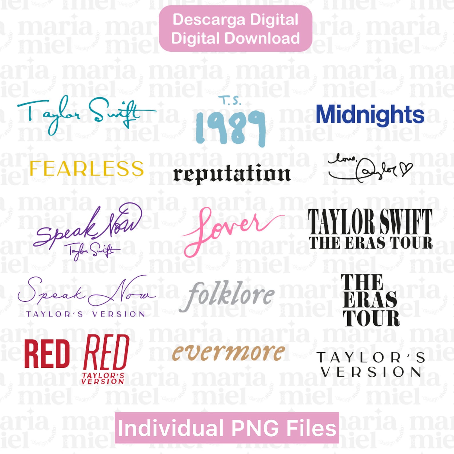 PNG ERAS Taylor Swift Album Logo Full Collection Digital - Etsy