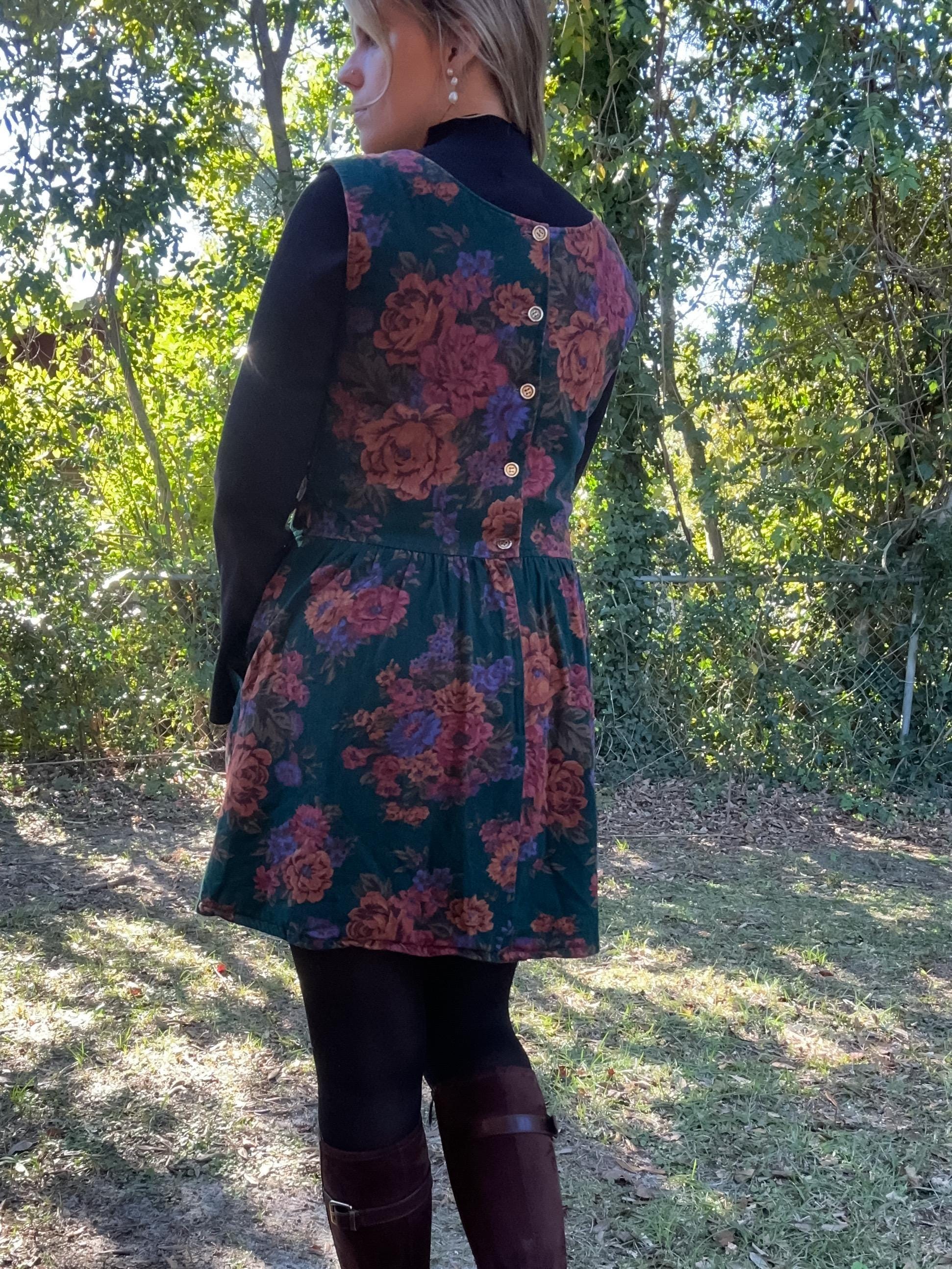 Vintage 1980’s Dark Floral Pinafore by Lanz Originals - Etsy