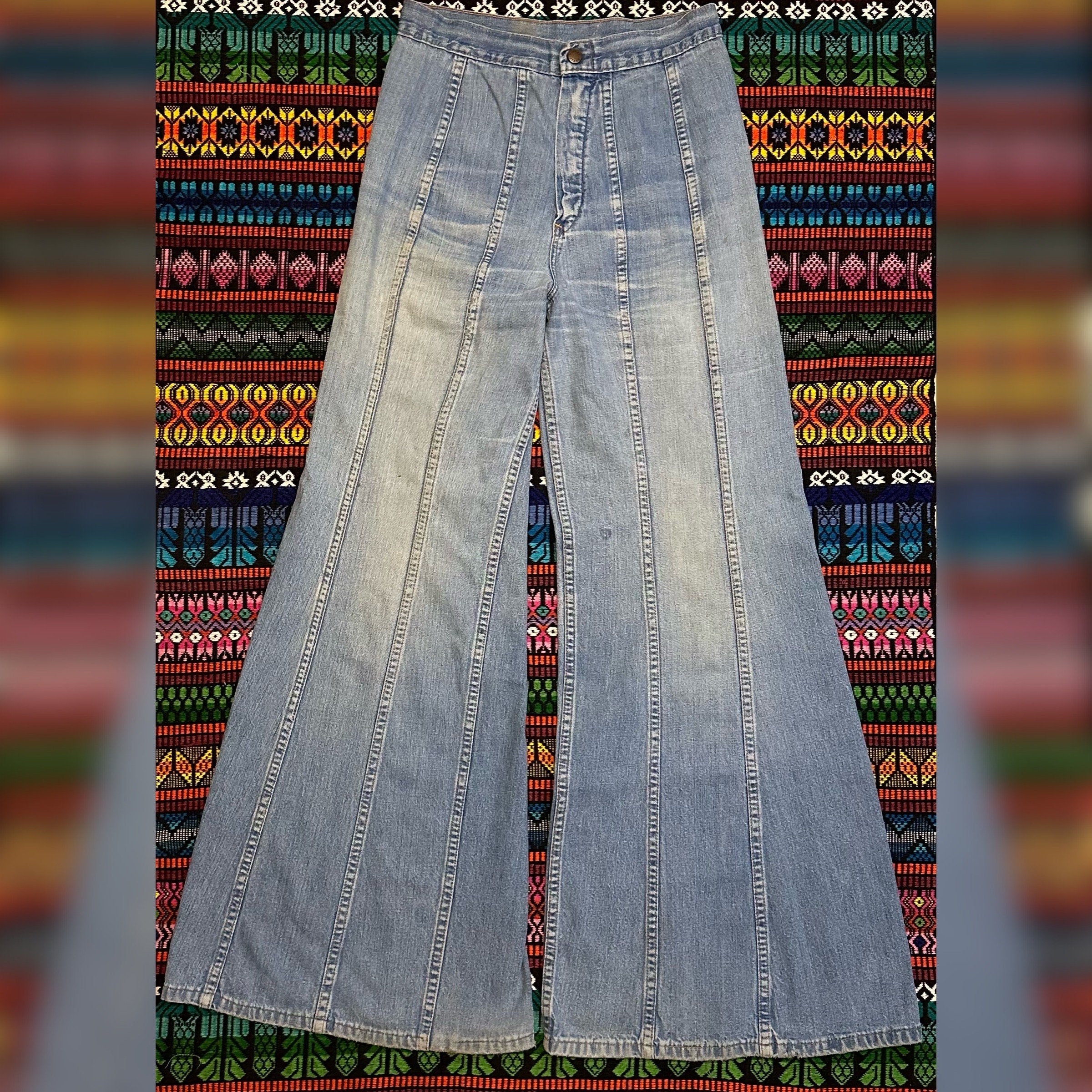 Vintage 1970s Wide Leg Bell Bottoms by Cheap Jeans 27 Waist - Etsy