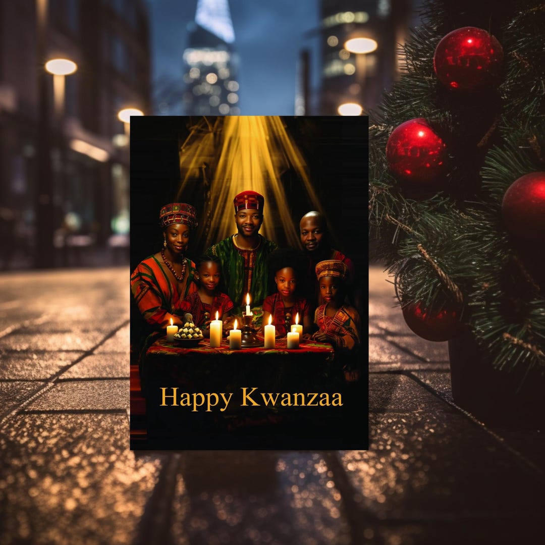 Happy Kwanzaa, Greeting Card, Festive Holiday Card, Xmas Winter Card ...