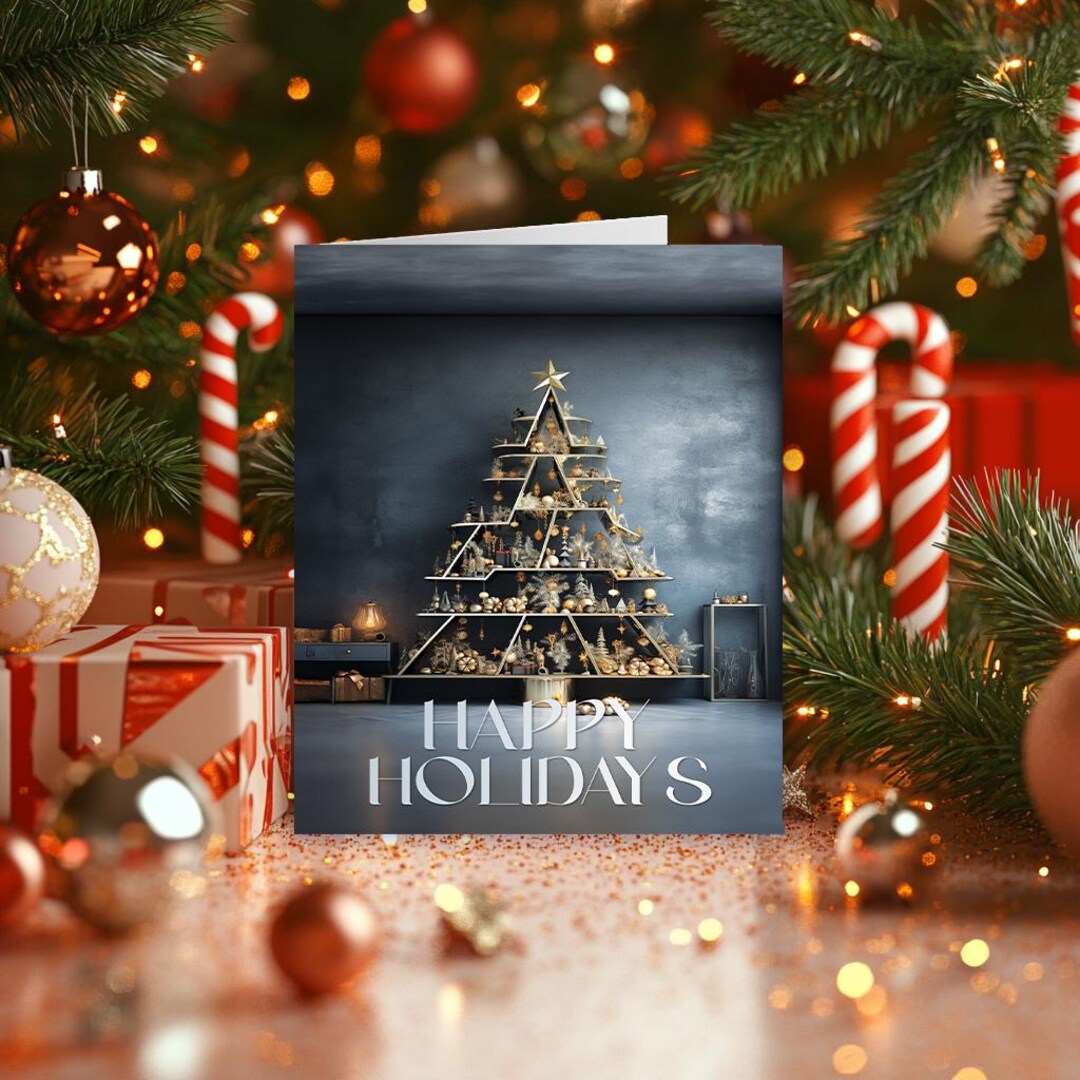 Happy Holiday Christmas Card, Greeting Card, Festive Holiday Card, Xmas ...
