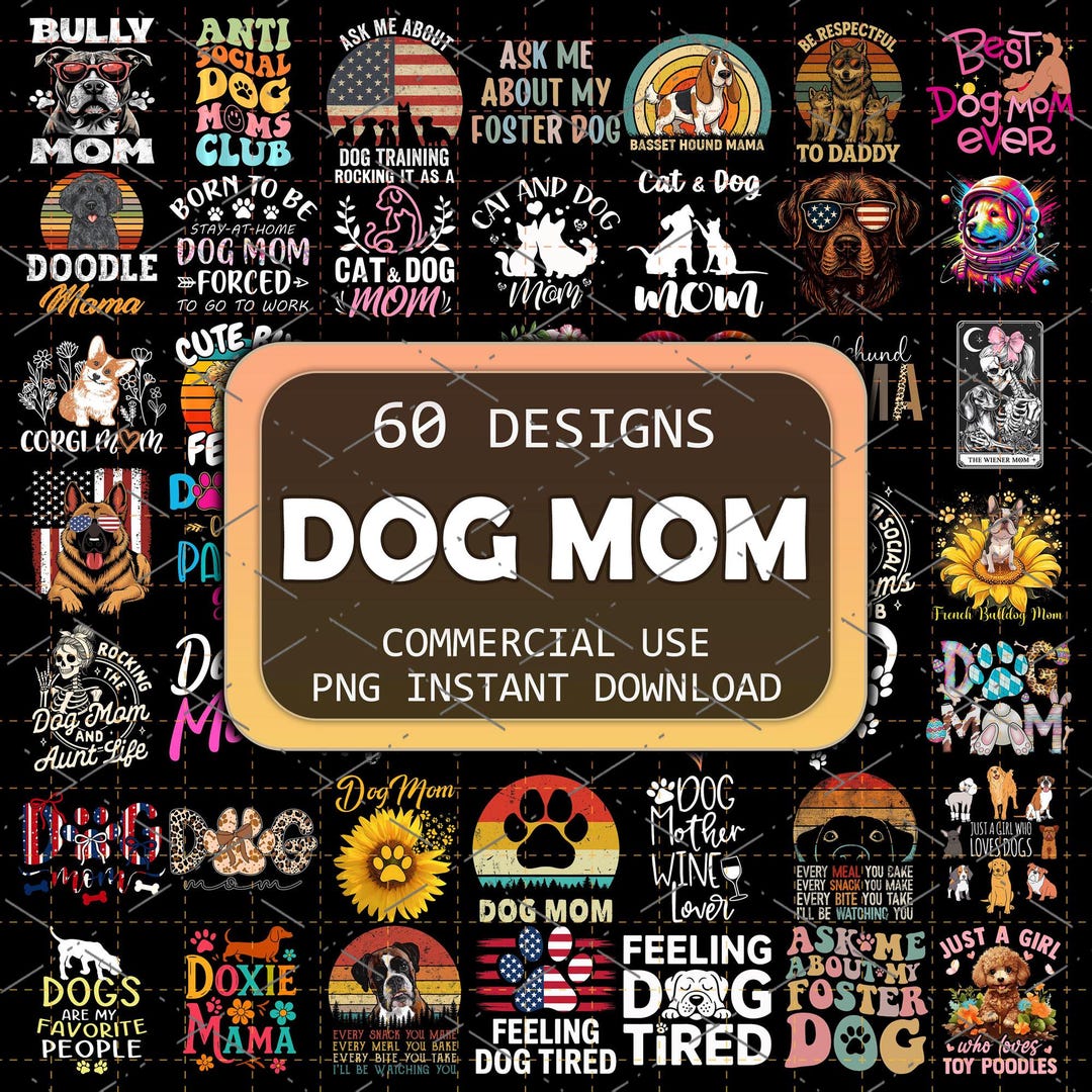 60 Dog Mama Png Bundle, Preppy Dog Mom Flower Png, Dog Gifts, Dog Mama ...