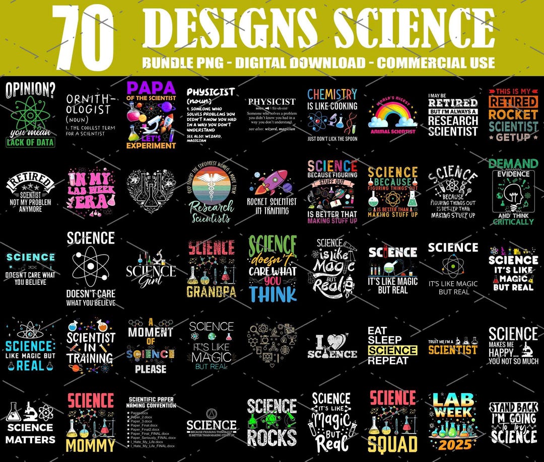 70 Designs Science Bundle Png, Science Lover Png, Commercial Use ...